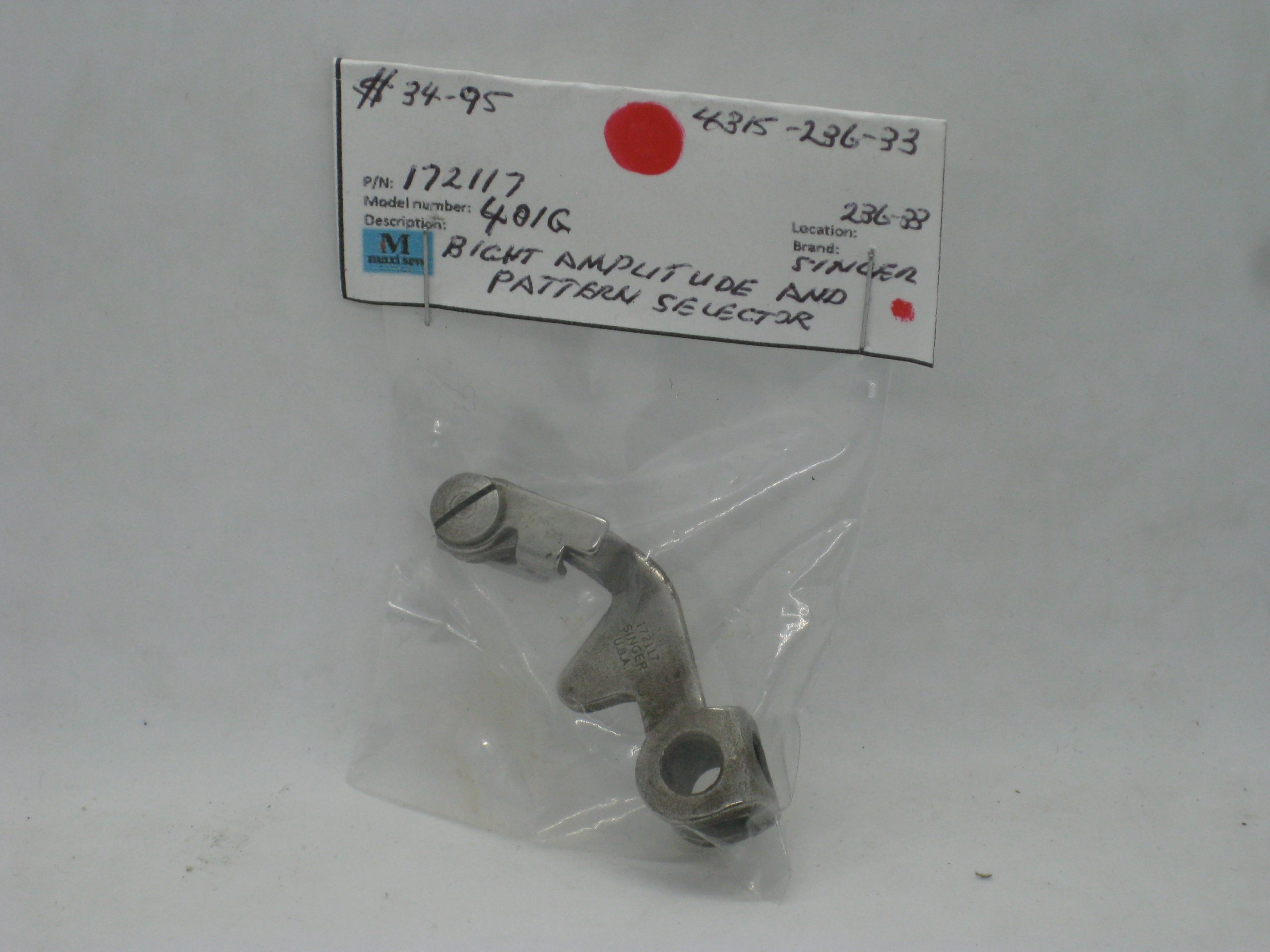 172117-001 Bight amplitude and pattern selector Singer 401G Singer 611 ...
