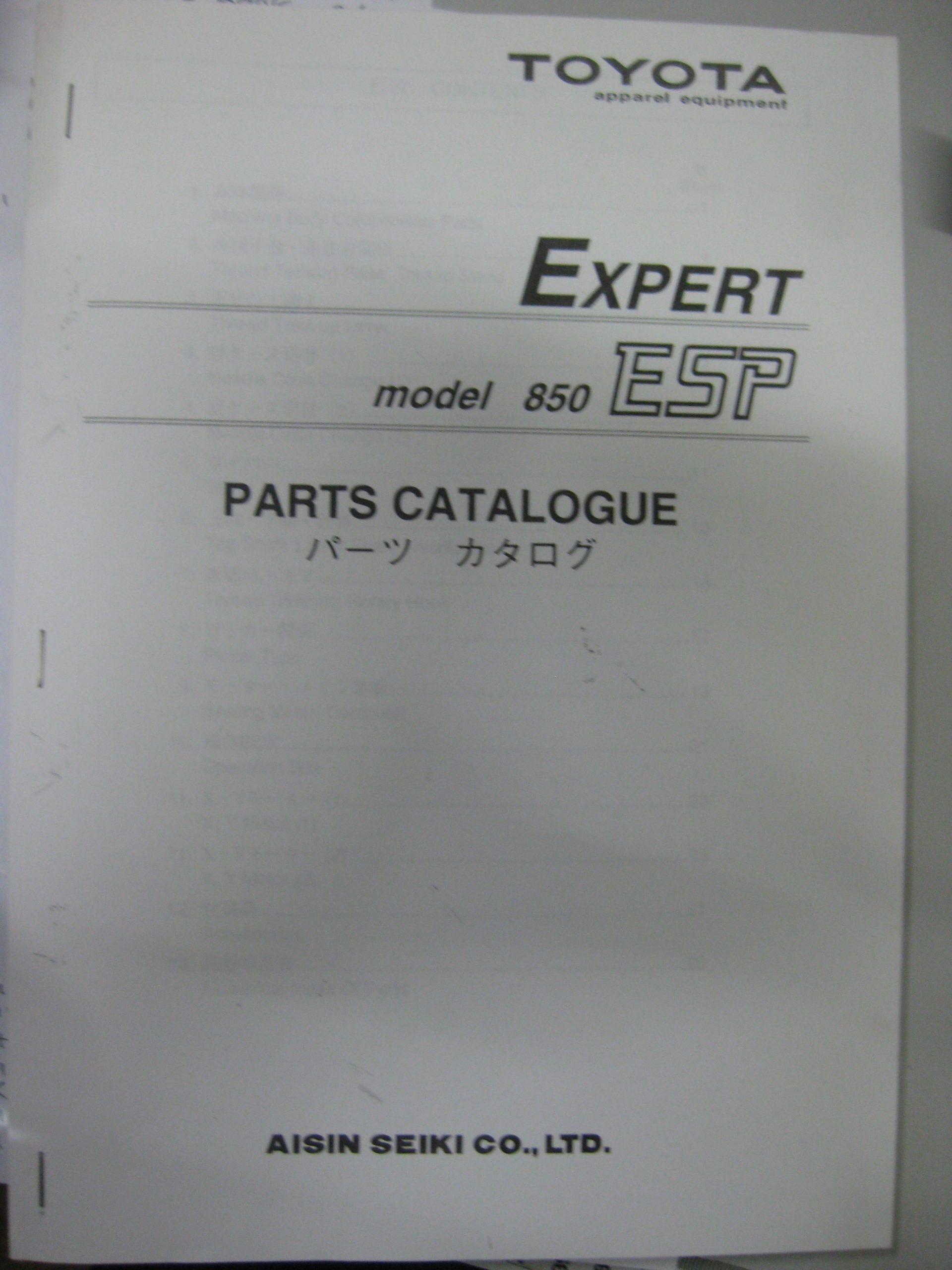 Toyota 850 ESP part book – Maxisew Data EZI