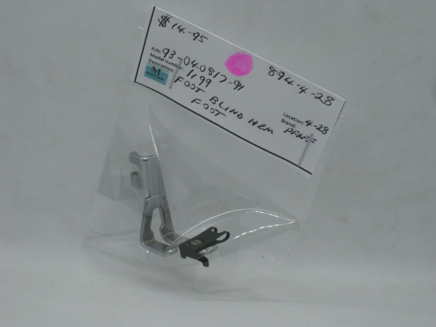 93-040817-91 foot blind hem foot. Pfaff 1199 – Maxisew Data EZI