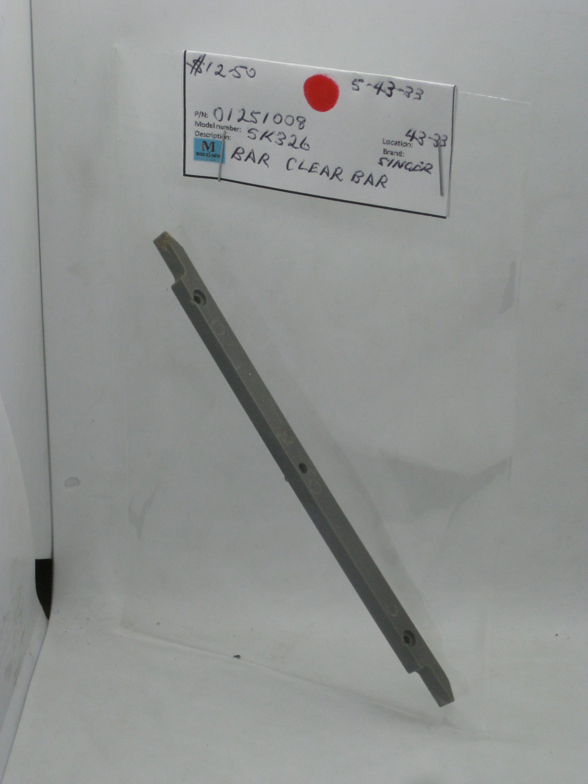01251008 Clear bar. Singer SK326 knitter. – Maxisew Data EZI