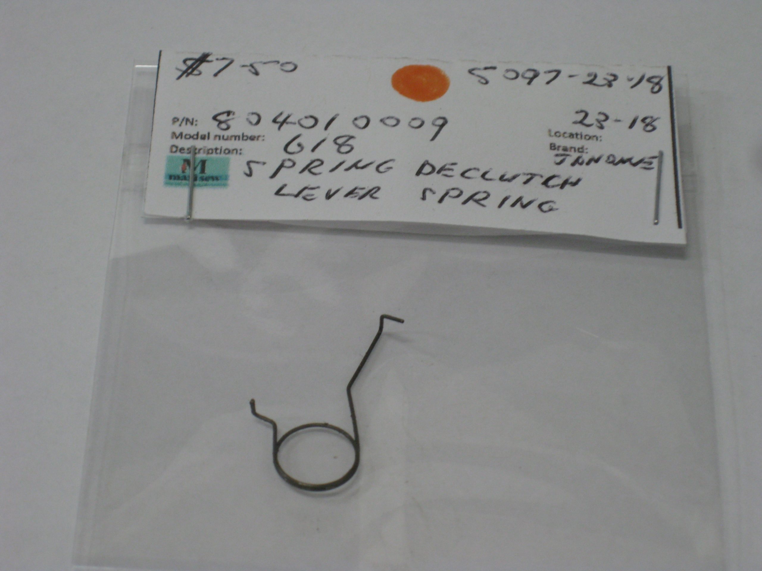 804010009 Used declutch lever spring. Janome 618 sewing machine ...