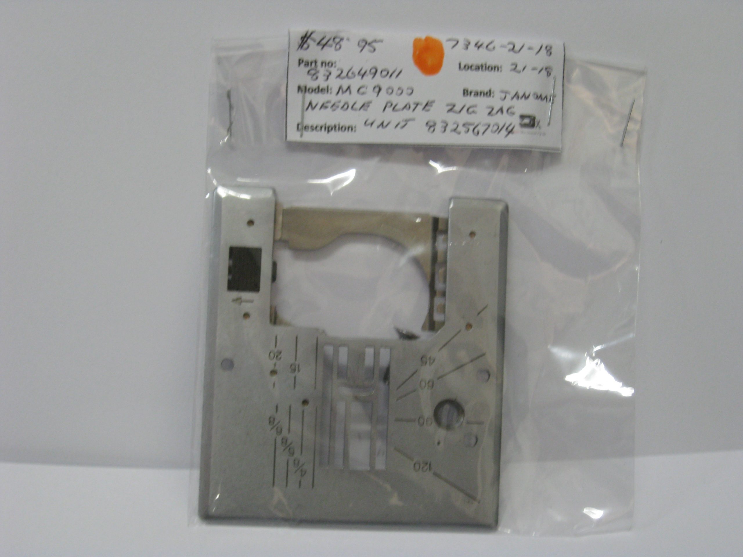 832649011 needle plate zig zag. Janome MC9000 sewing machine. – Maxisew ...