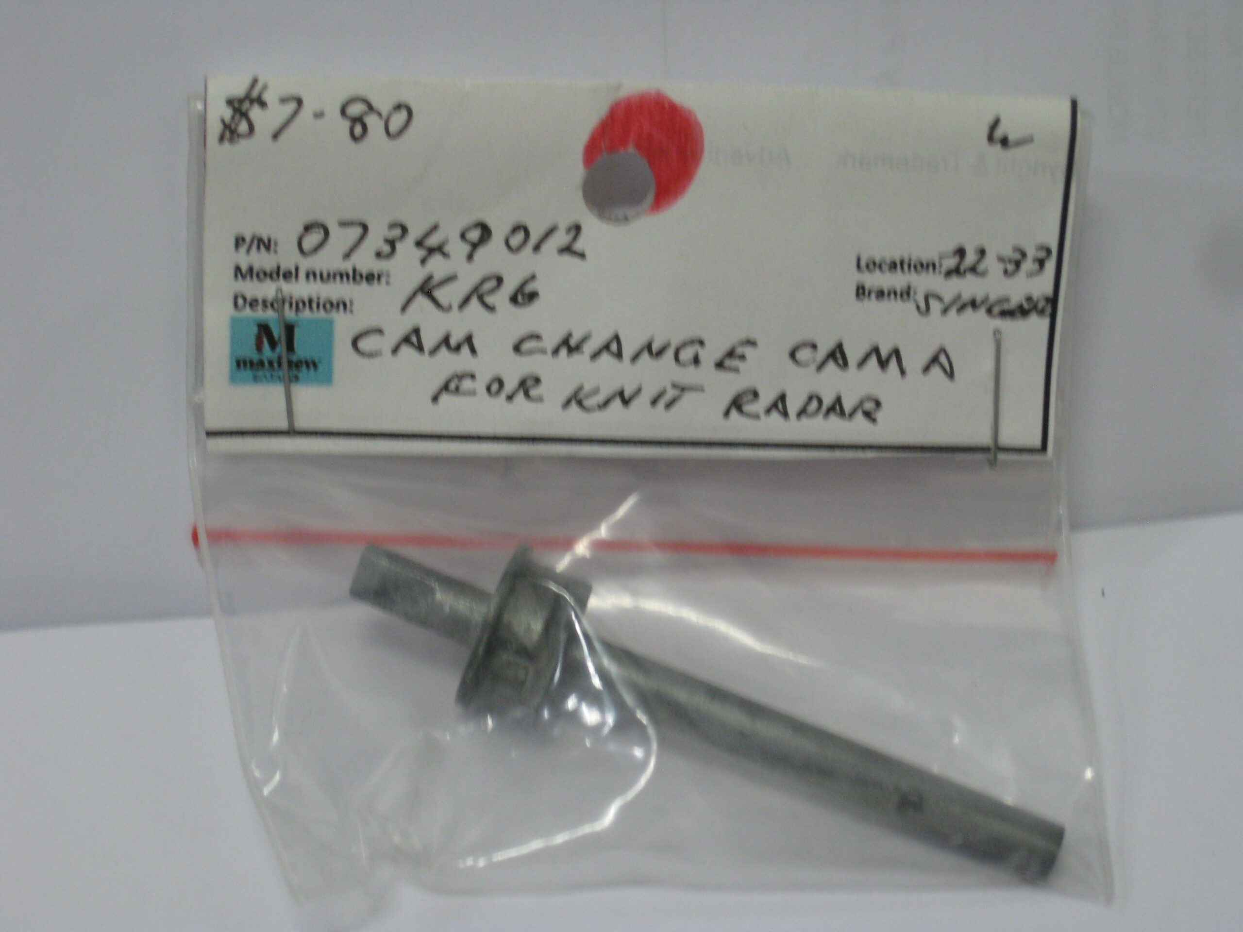 07349012 cam change cam for knit radar. Singer KR6 knitting machine ...